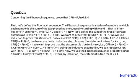 solved concerning the fibonacci sequence prove that c fr f n 1
