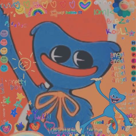 An Image Of A Blue Cartoon Character On A Colorful Background