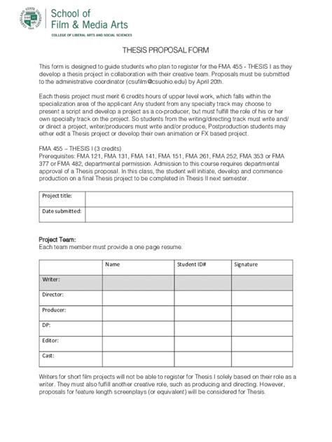 Fillable Online Thesis Proposal Form 3 Fax Email Print Pdffiller