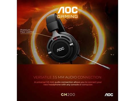 Aoc Gaming Gh200 Wired Gaming Headset With 2 0 Stereo Sound Built In