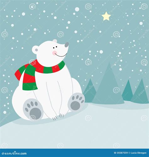 Cute Christmas Holiday Polar Bear Stock Illustration Illustration Of