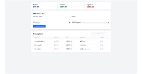 Expense Tracker Free React Tailwind Component