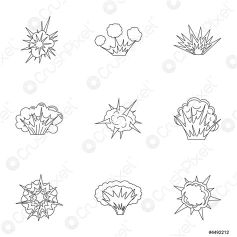 Explosion Icons Set Outline Style Stock Vector 4492212 Crushpixel