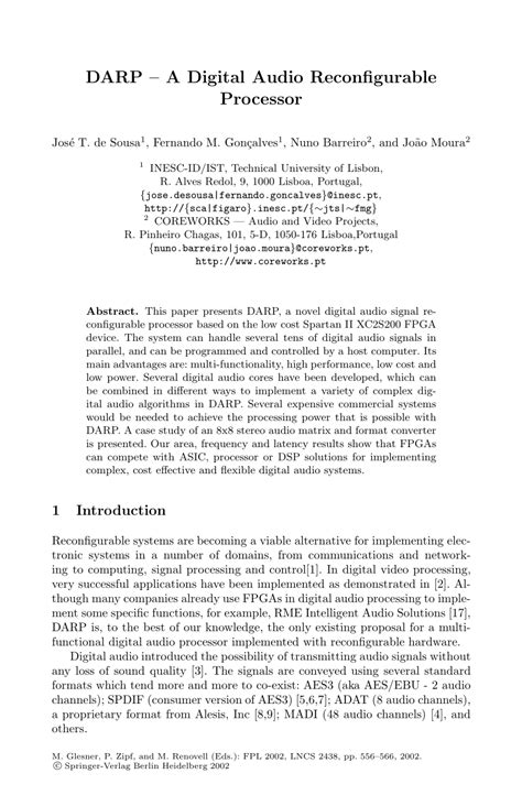Pdf Darp — A Digital Audio Reconfigurable Processor