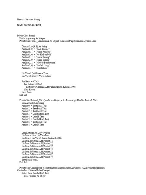 Latihan 5 Pemrograman Visual Pdf Mobile Computers Personal Digital Assistant