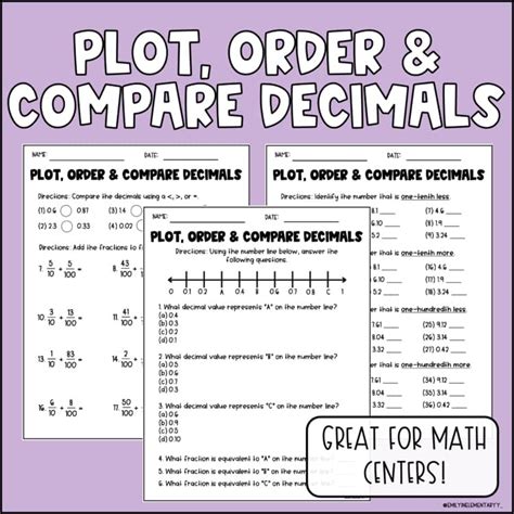 Compare Order And Plot Decimals Decimals Fractions Number Line