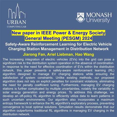 Urban Computing Lab On Linkedin Electricvehicles Distributionnetwork Smartgrid Rl