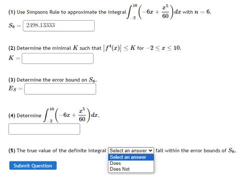Solved 1 ﻿use Simpsons Rule To Approximate The Integral