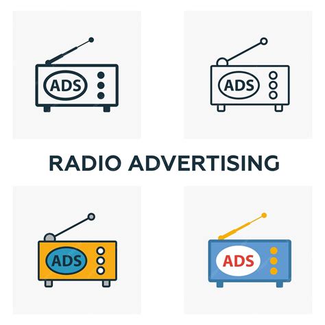 Premium Vector Radio Advertising Icon Set Four Elements In Diferent