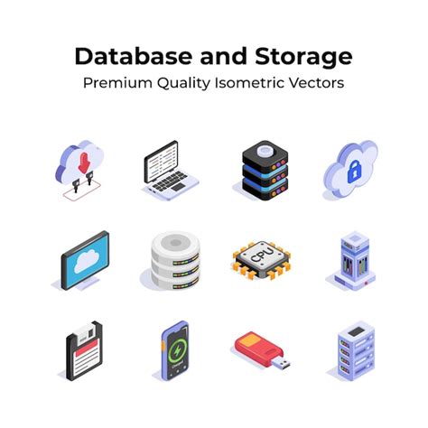 Premium Vector Database And Storage Isometric Icons Set In Modern Style