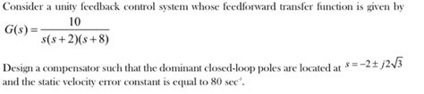 Consider A Unity Feedback Control System Whose