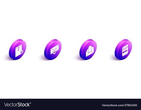 Set Isometric Envelope And Check Mark Delete Vector Image