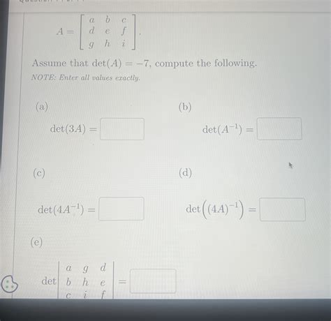 solved a [abcdefghi]assume that det a 7 ﻿compute the