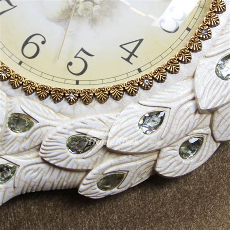 Peacock Wall Clock Best Pendulum Luxury Vintage Large Whitesilver