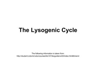 Lytic Vs Lysogenic Cycle PPT