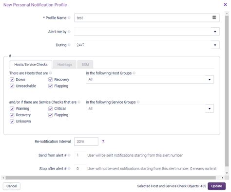 Notification Profile Fields