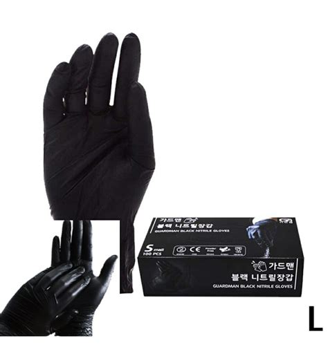 유니드잇코리아 니트릴 라텍스 고무 장갑 블랙 L 100매 실험실장갑 의료용장갑 티몬