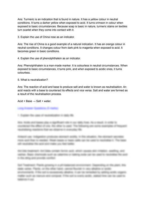 SOLUTION Study Important Questions For Class Science Chapter Acids Bases And Salt Studypool