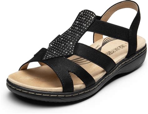 Dream Pairs Womens Comfortable Arch Support Dressy Flat Sandals Elastic Open Toe