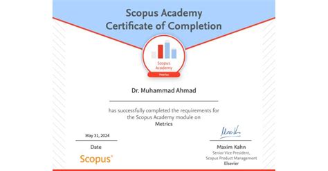 Muhammad Ahmad On Linkedin Scopus Academy Metrics Module • Dr