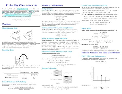 Probability Cheat Sheet Xác Suất Thống Kê Trong Phân Tích Dữ Liệu