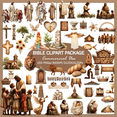 Christian Clipart Bundle Bible Story Png Set Religious Graphics Etsy
