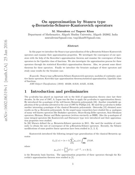 Pdf Some Approximation Results For The Stancu Type Q Bernstein
