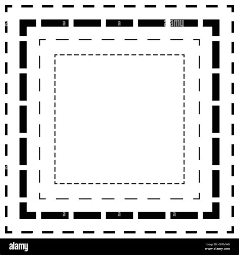 Dashed Line Squares Thin And Thick Lines Cut Lines Square Cutout Forms Stock Vector Image