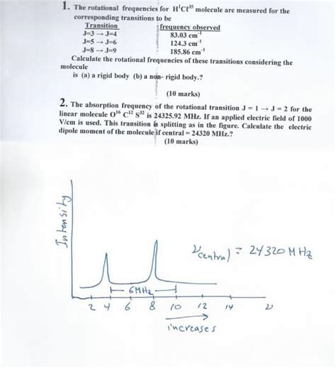 Solved 1 The Rotational Frequencies For H1ce35 Molecule Are