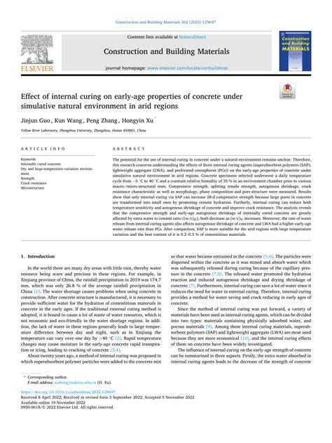 Pdf Effect Of Internal Curing On Early Age Properties Of Concrete Under Simulative Natural
