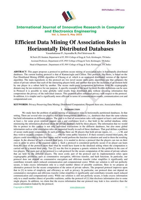 Efficient Data Mining Of Association Rules In Horizontally Distributed