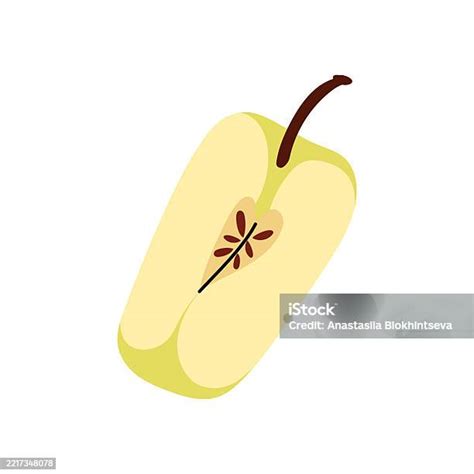 얇게 썬 녹색 사과의 분기는 흰색 배경에 고립되어 있습니다 코어가 있는 작은 과일 조각 가을에 대한 스톡 벡터 아트 및 기타 이미지 가을 건강한 생활방식 계절