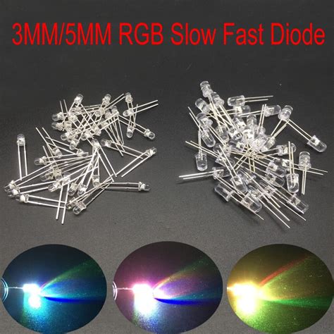 100x F5 5mm Round Slow Rgb Fast Rgb Flash Diode Led Rainbow Multi Color