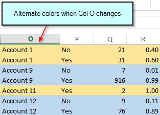 Conditional Formatting Excel Alternate Highlight Rows Based On Cell Data CHANGING