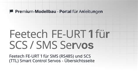 Feetech Fe Urt 1 Für Scs Sms Servos Premium Modellbau Portal Für