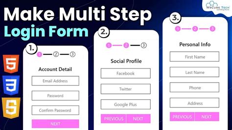 How To Make Login Form Multi Step Using Html Css And Javascript Youtube