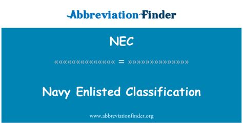 Nec Stands For Navy Enlisted Classification Abbreviation Finder