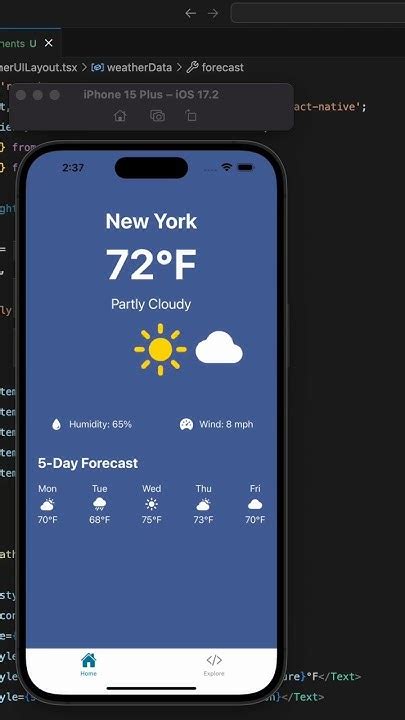Weather App Ui Shorts Reactnative Javascript Flutter Youtube