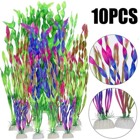 10pcs 수족관 장식 물고기 해초 12 35cm 플라스틱 티몬