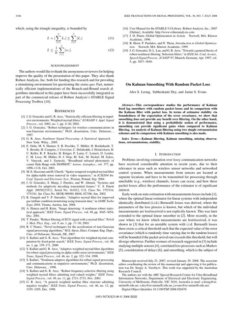 pdf on kalman smoothing with random packet loss