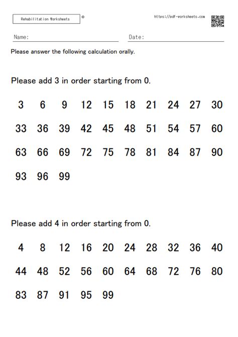 Continuous Computational Task Rehabilitation Worksheets