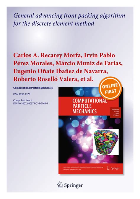 Pdf General Advancing Front Packing Algorithm For The Discrete Element Method