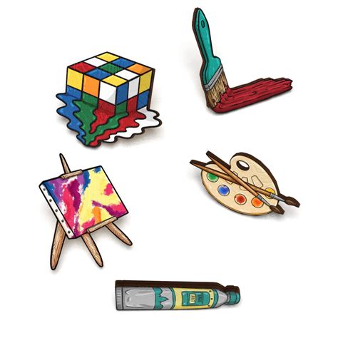 ᐉ Набір значків Lex Altern Інструменти художника з дерева 5 шт • Краща ціна в Києві Україні