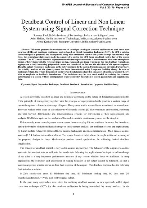 Pdf Deadbeat Control Of Linear And Nonlinear System Using Signal