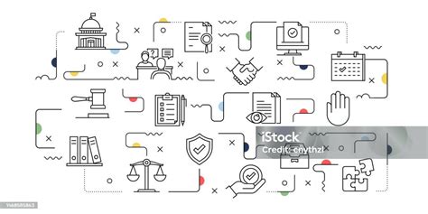 컴플라이언스 관련 벡터 배너 디자인 컨셉 아이콘이 있는 모던 라인 스타일 0명에 대한 스톡 벡터 아트 및 기타 이미지 0명 개념 계약서 Istock