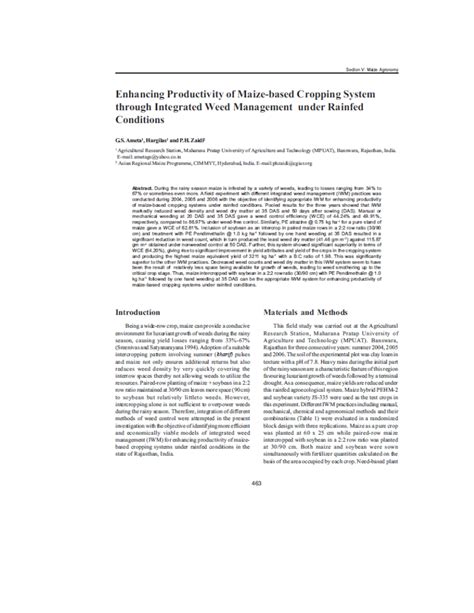 Pdf Enhancing Productivity Of Maize Based Cropping System Through Integrated Weed Management