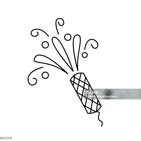 색종이 파티 Popper 흰색 배경에 축제 코튼 버튼입니다 벡터 일러스트 레이 션 Film Festival에 대한 스톡 벡터 아트 및 기타 이미지 Film