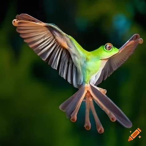 Colorful Flying Frog With Bird Wings