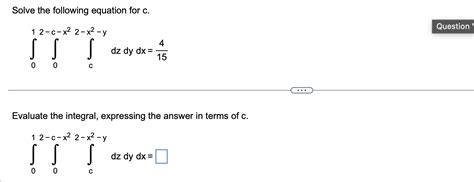 Solved Solve The Following Equation For C Chegg