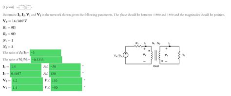 solved determine i1 i2 v1 and v2 in the network shown given